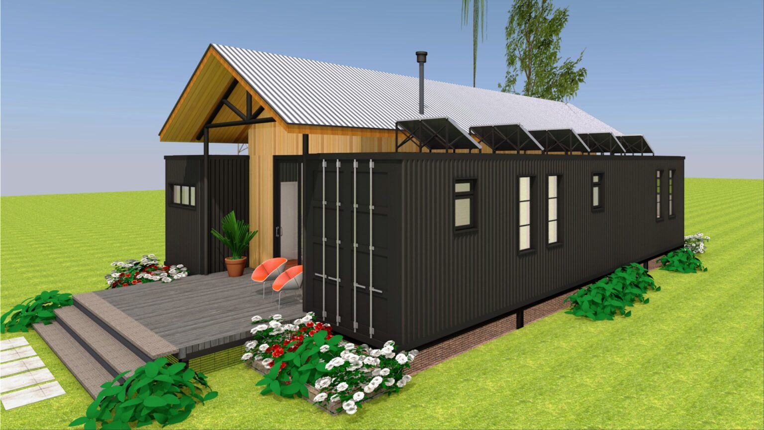 Shipping Container Farmhouse House Design + Floor Plans